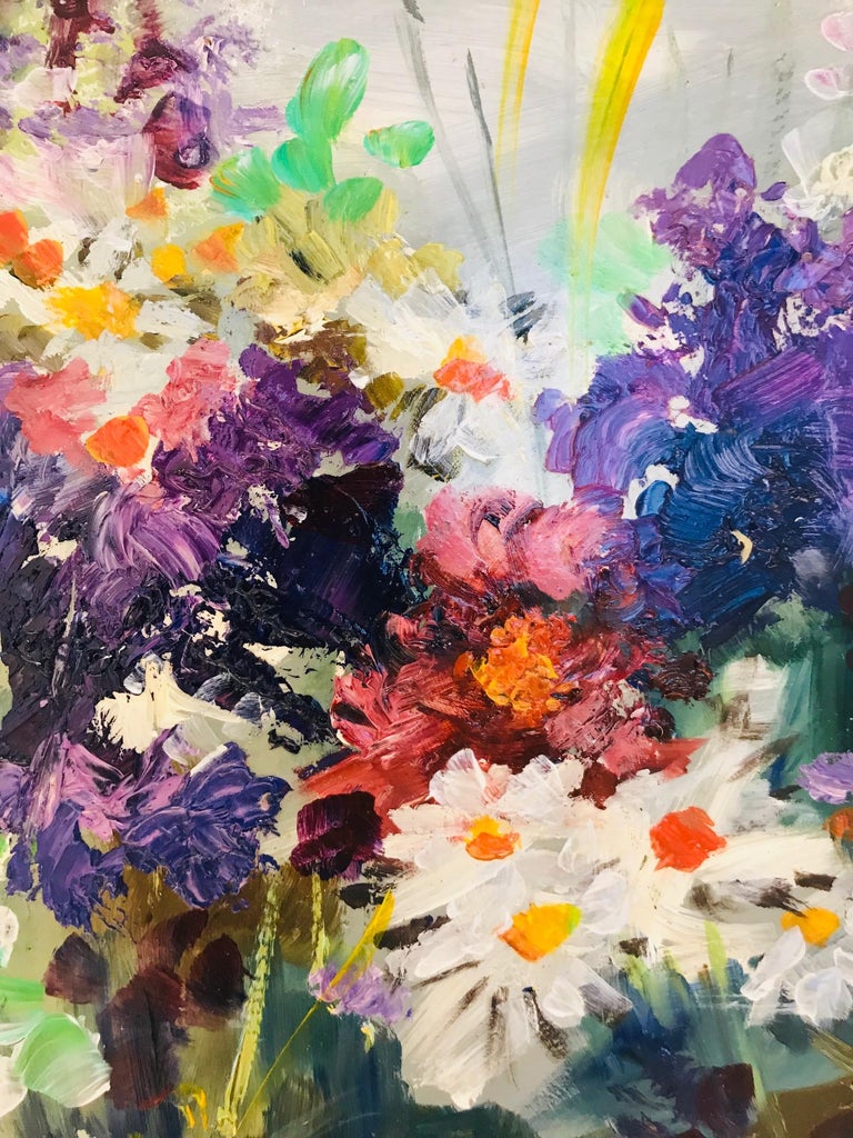 Wildflowers Impressionist Still Life Painting in Custom Frame by John ...