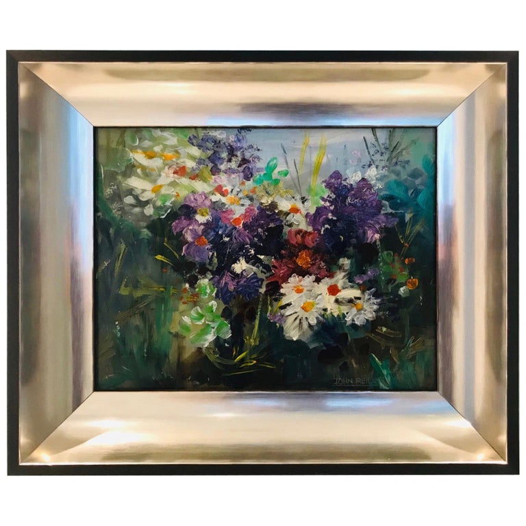 Wildflowers Impressionist Still Life Painting in Custom Frame by John ...