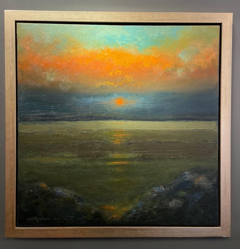 Wilf Roberts - 'Sunset over the Garn' Rural welsh seascape painting ...