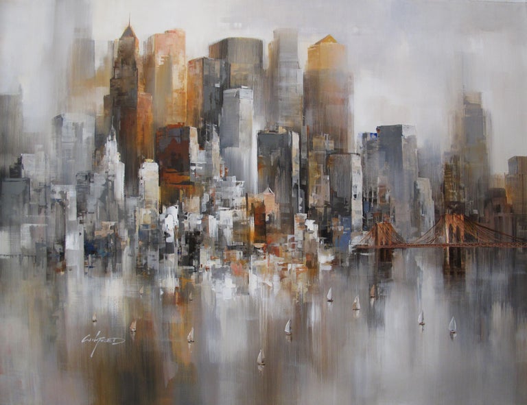 Wilfred Lang - New York Evening - Acrylic on canvas, Abstract Painting ...