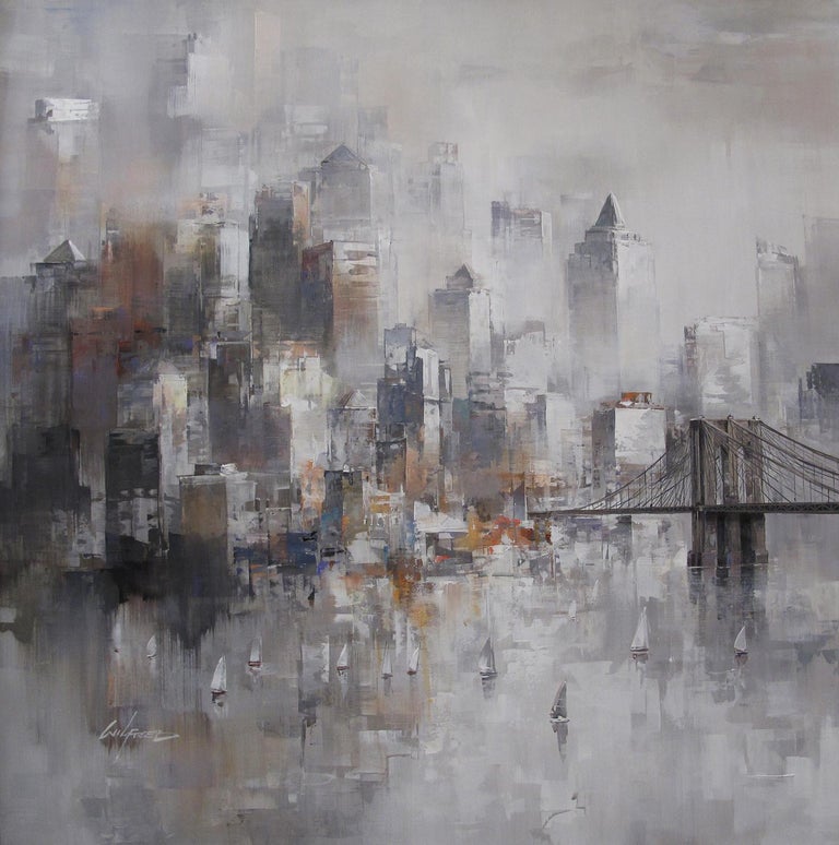 Wilfred Lang - New York in White - Acrylic on canvas, Abstract Painting ...
