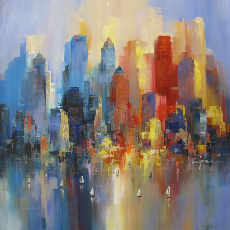 Wilfred Lang - New York Rainbow - Acrylic on canvas, Abstract Painting ...