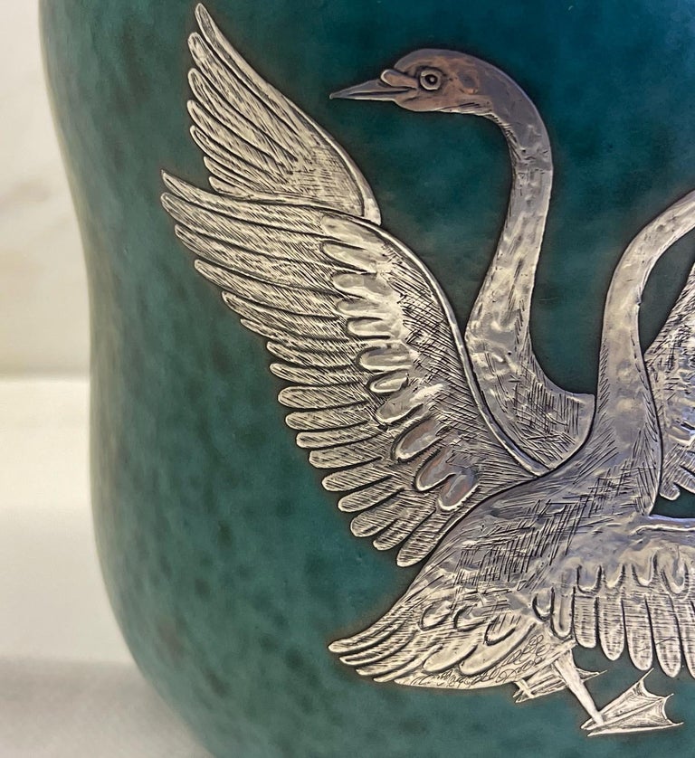 Wilhelm Kage Argenta for Gustavsberg Vase "the Swan" Sweden, 1930 For ...