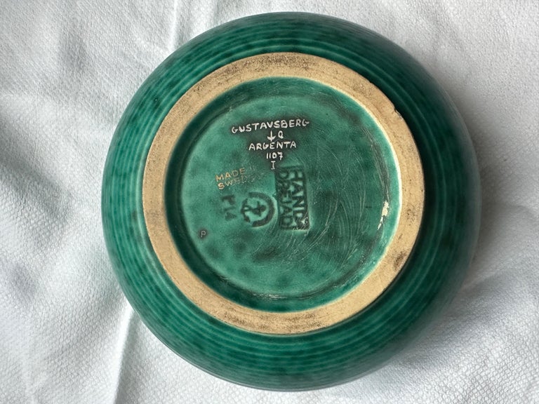 Wilhelm Kage Bowl, with Silver Fish Inlay, Signed and Stamped For Sale ...