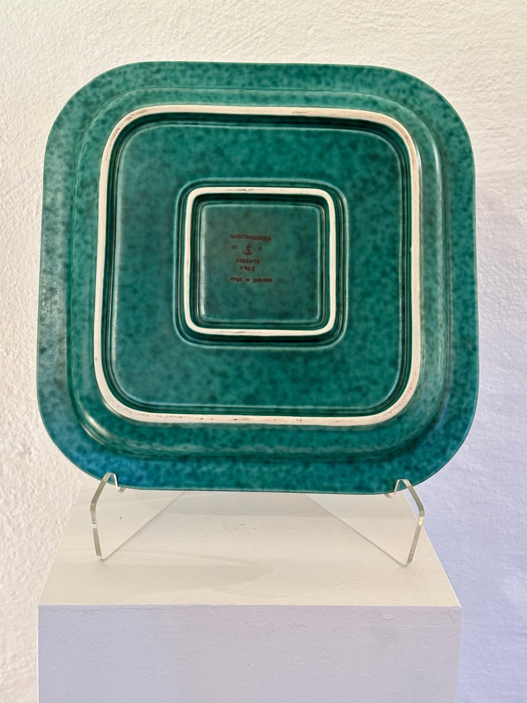 Wilhelm Kåge, Gustavsberg, Stoneware "Argenta" Dish with Silver Decor ...