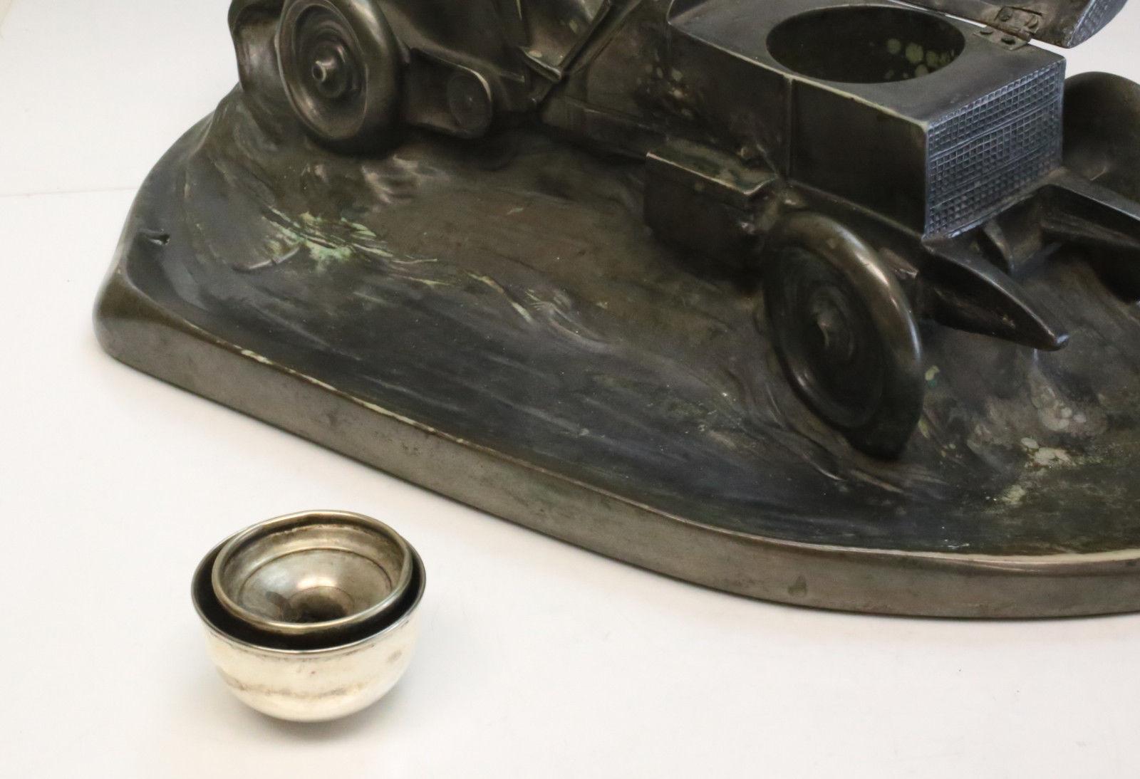 Wilhelm Zwick Art Nouveau Race Car Desk Inkwell Sculpture, Early 20th ...
