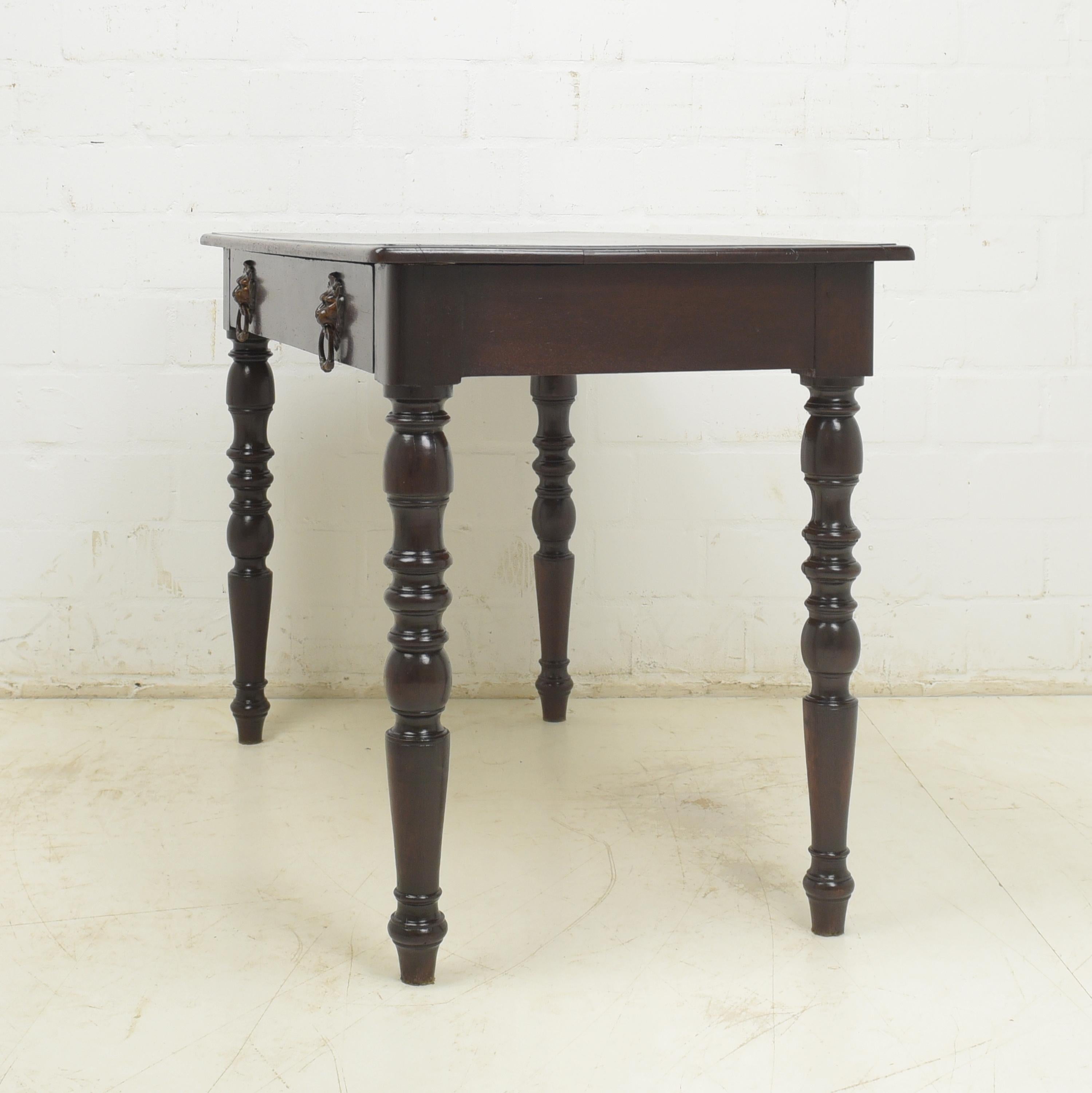 Wilhelminian Period Desk with Lion Heads in Solid Oak Lion Heads, 1880 ...