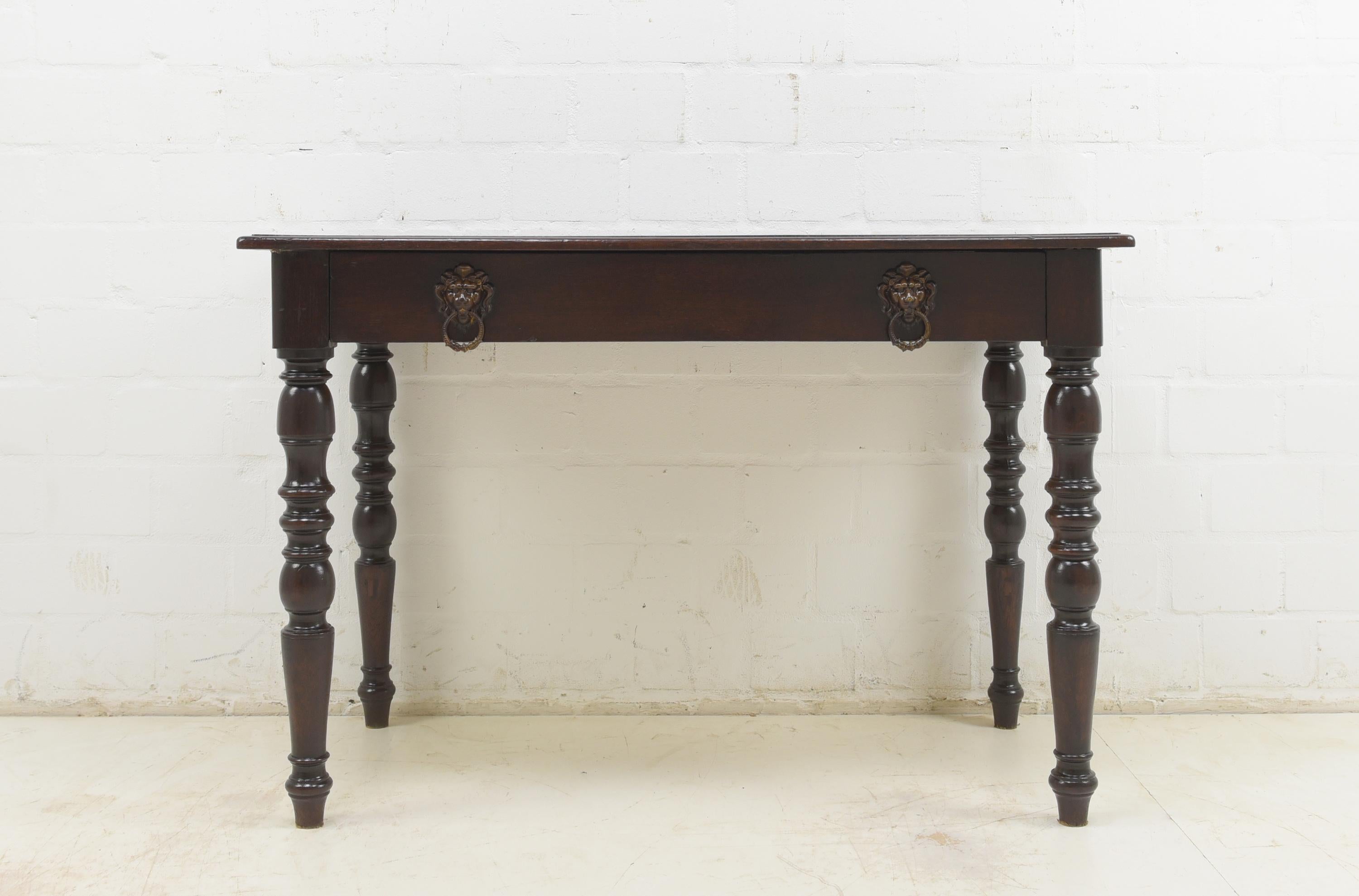 Wilhelminian Period Desk with Lion Heads in Solid Oak Lion Heads, 1880 ...
