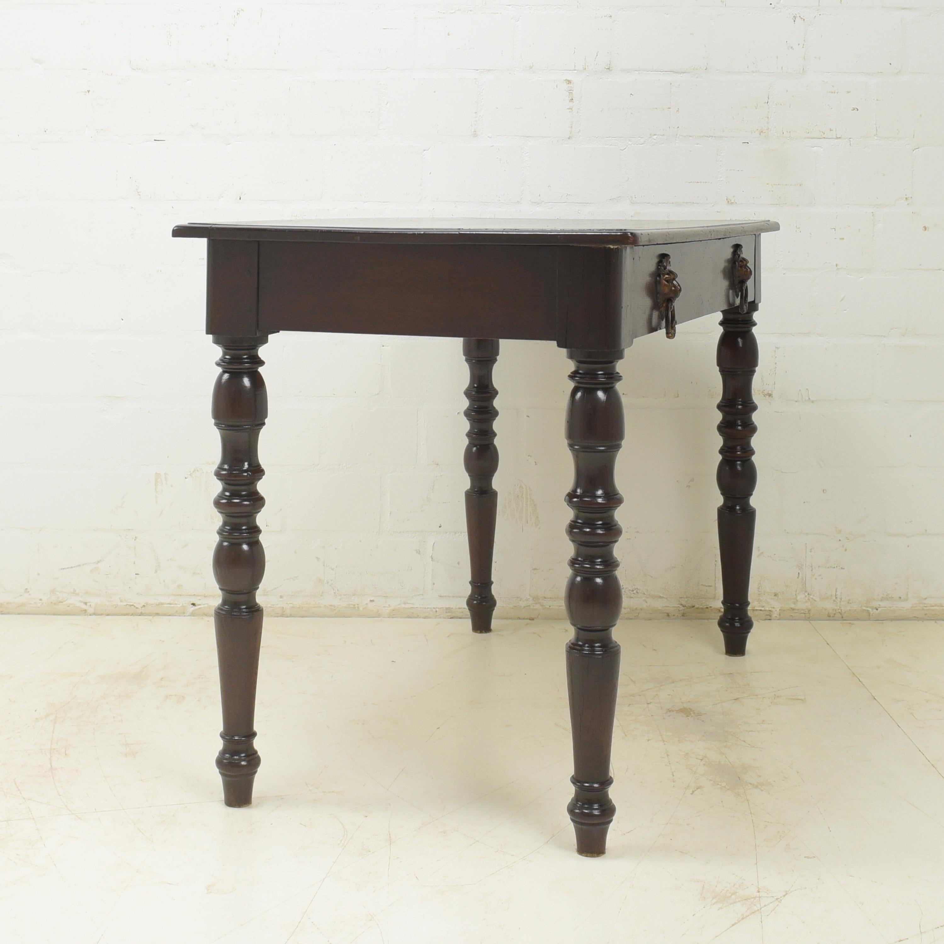 Wilhelminian Period Desk with Lion Heads in Solid Oak Lion Heads, 1880 ...