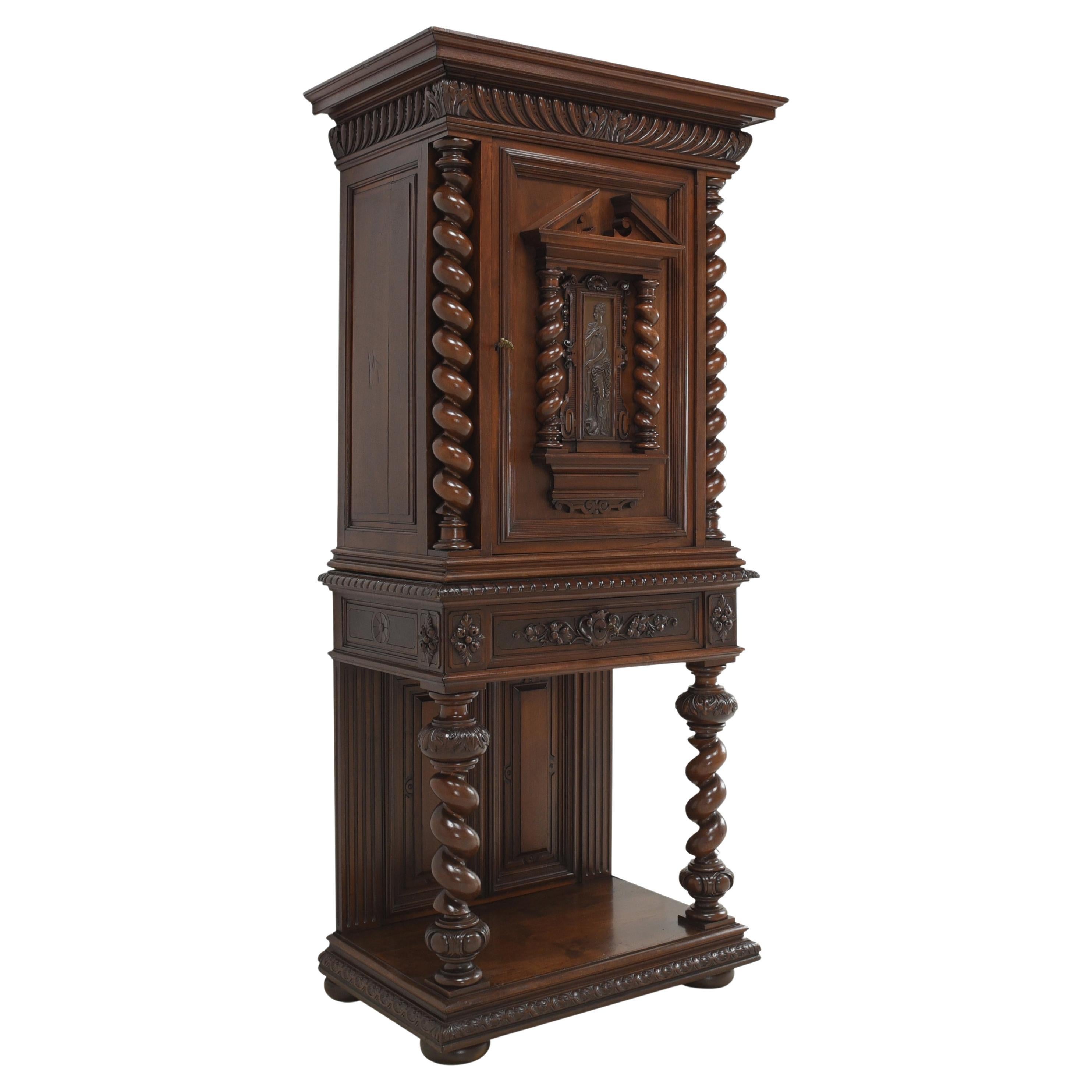 Wilhelminian Vertiko Bar Cabinet in Walnut, 1900 For Sale at 1stDibs