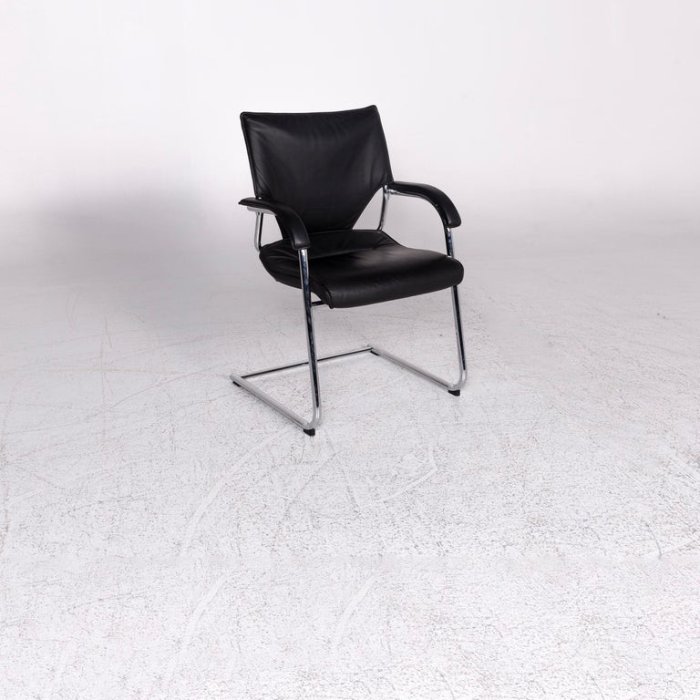 Wilkhahn Modus Leather Armchair Black Chair For Sale at 1stDibs
