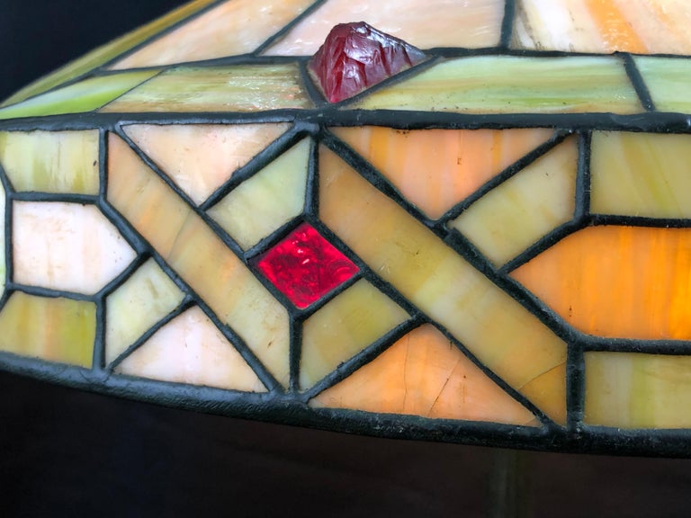 Wilkinson Arts and Crafts Leaded Stained Glass Lamp, Patinated Bronze ...