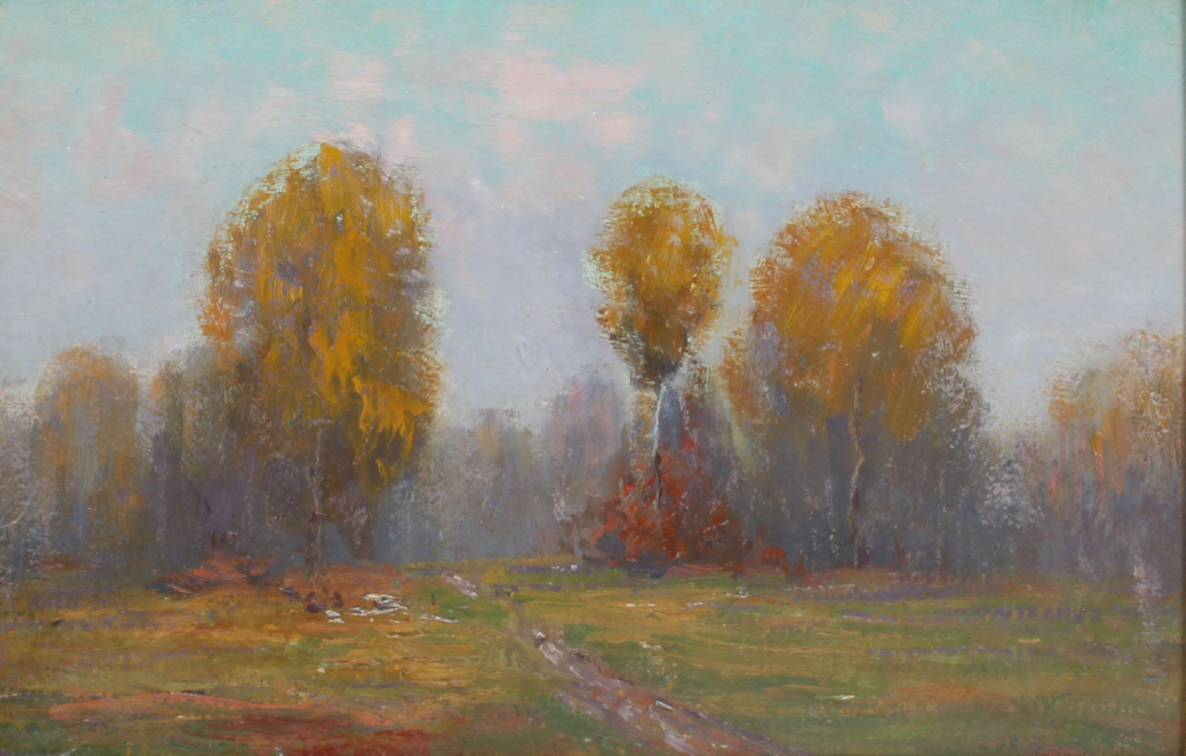 Will Hutchins - Antique American Impressionist Fall Panoramic Landscape ...