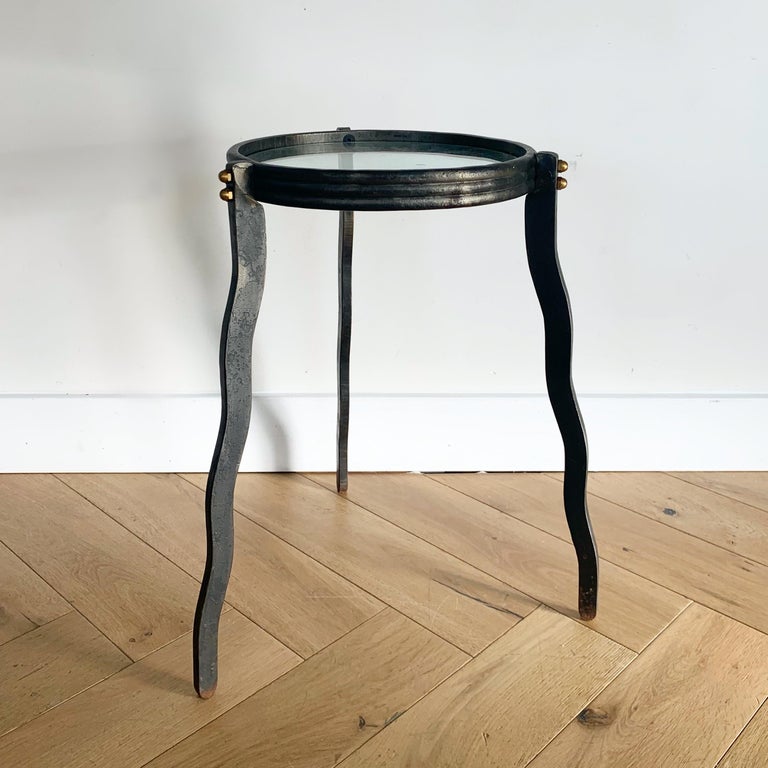 Will Stone Steel and Glass Squiggle Side Table, Signed, circa 1980 at ...