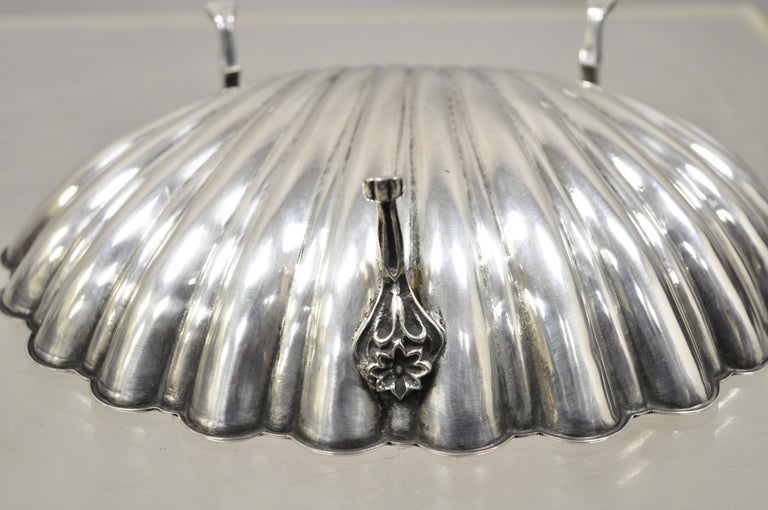 William Adams England Antique Silver Plate Clam Shell Form Footed Candy ...