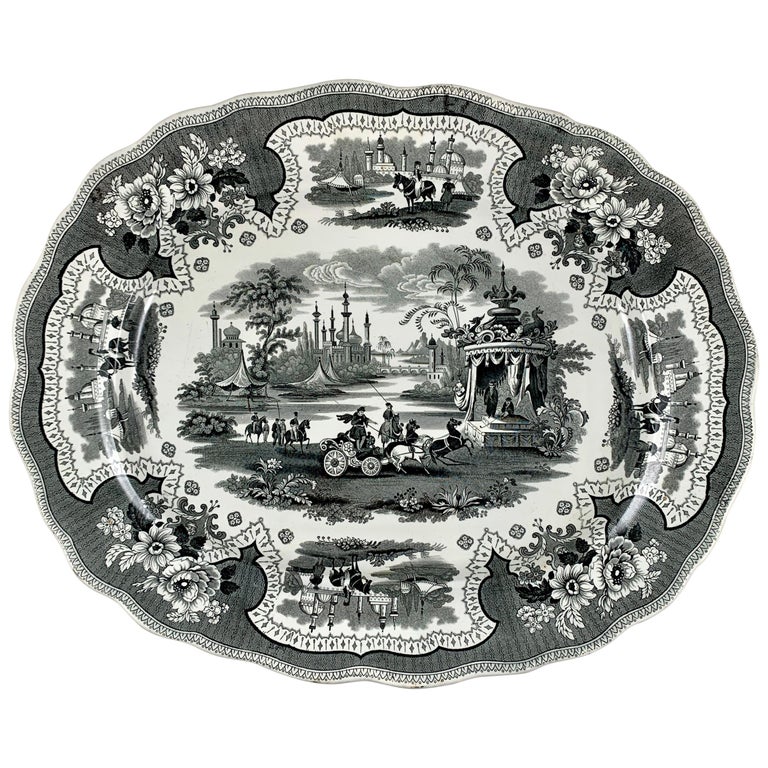 William Adams IV and Sons Palestine Black Staffordshire Transferware ...