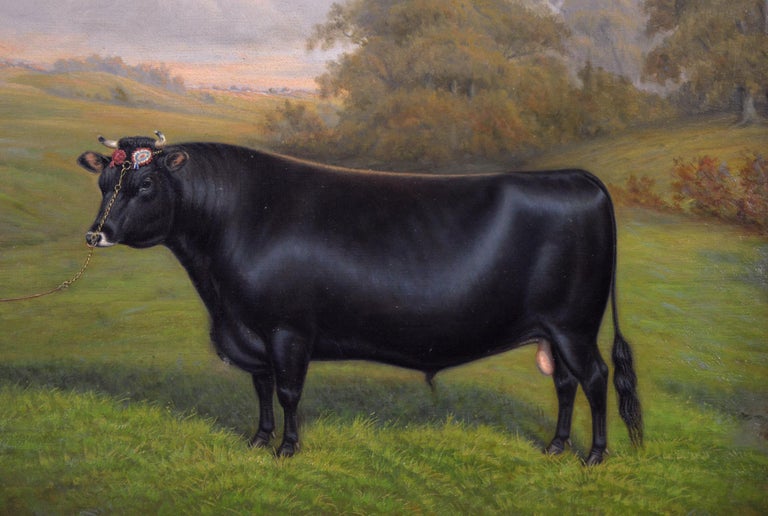 William Albert Clark - Animal portrait oil painting of a prize bull at ...