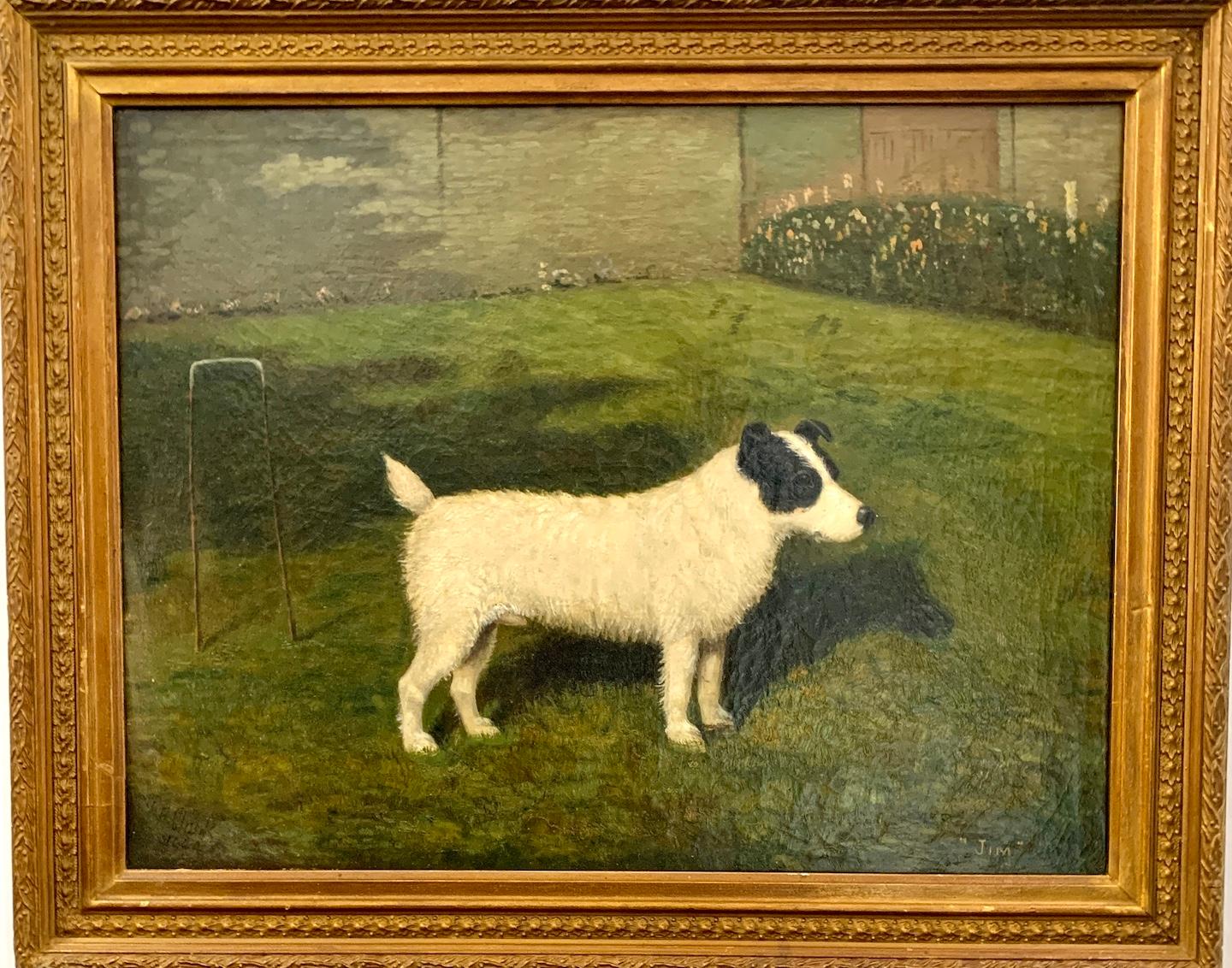 William Albert Clark - English Portrait of a Jack Russell dog in a ...