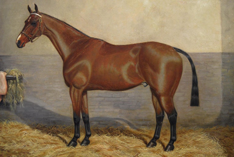 William Albert Clark - Sporting horse portrait oil painting of a bay ...