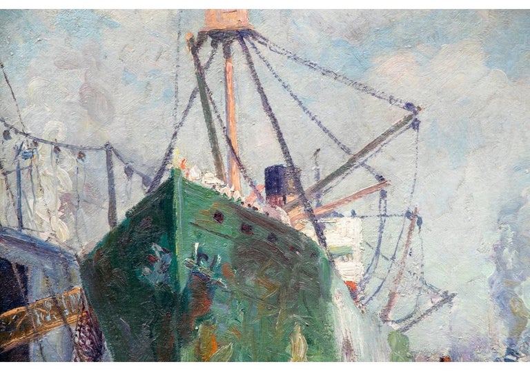 William Alexander Drake Oil Board, Ship at Dock For Sale at 1stDibs