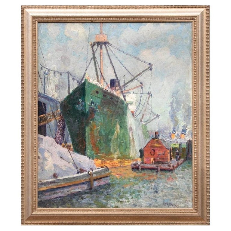 William Alexander Drake Oil Board, Ship at Dock For Sale at 1stDibs