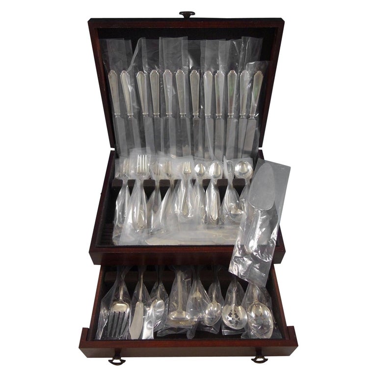 William and Mary by Lunt Sterling Silver Flatware Set 12 Service 96 Pcs ...