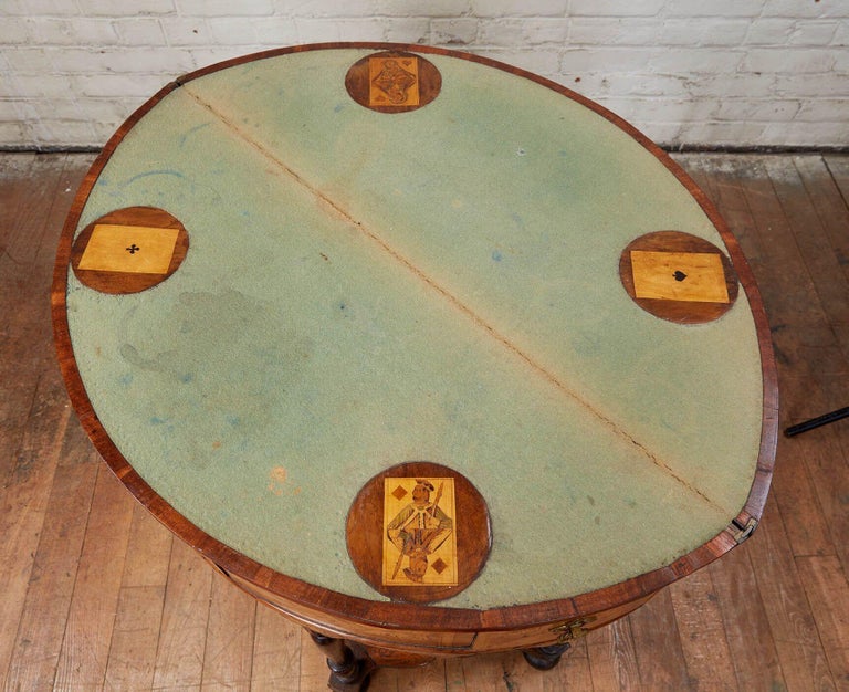 William and Mary Marquetry Card Table For Sale at 1stDibs