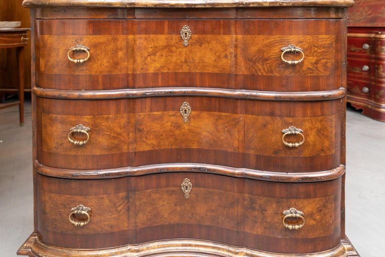 William and Mary Style Burl Walnut Inverted Serpentine Chest For Sale ...