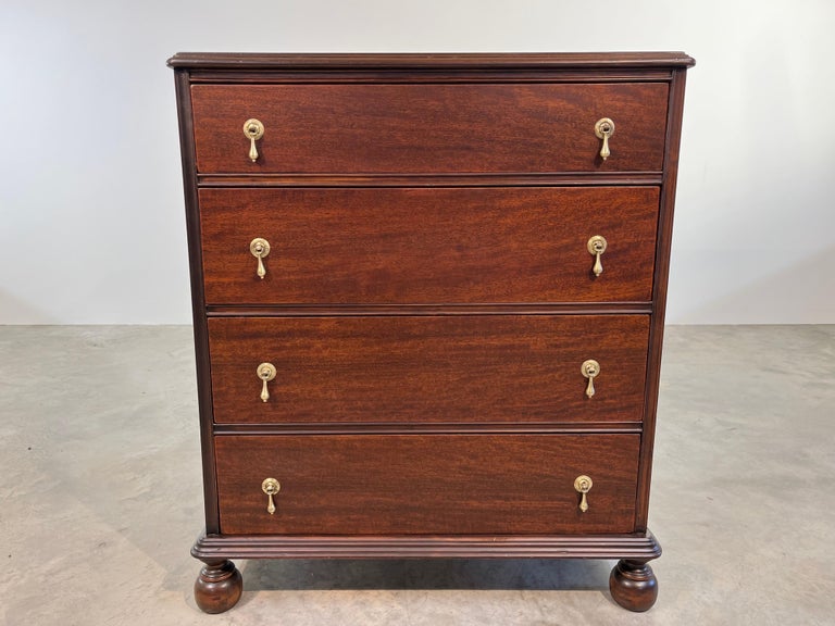 William And Mary Style Vintage Mahogany Chest Of Drawers Having Ball ...