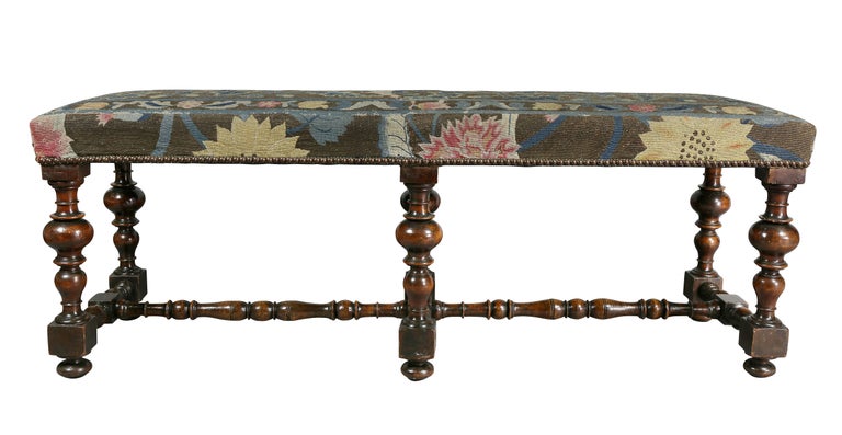 William and Mary Walnut Bench at 1stDibs