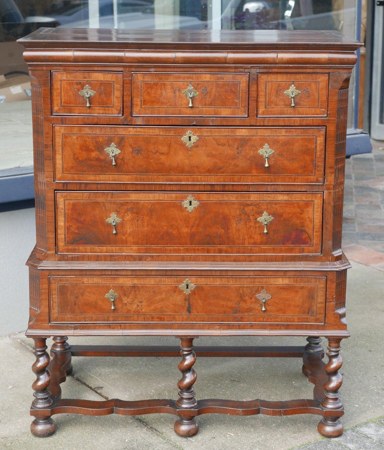 William and Mary Walnut Burl Chest on Stand For Sale at 1stDibs ...