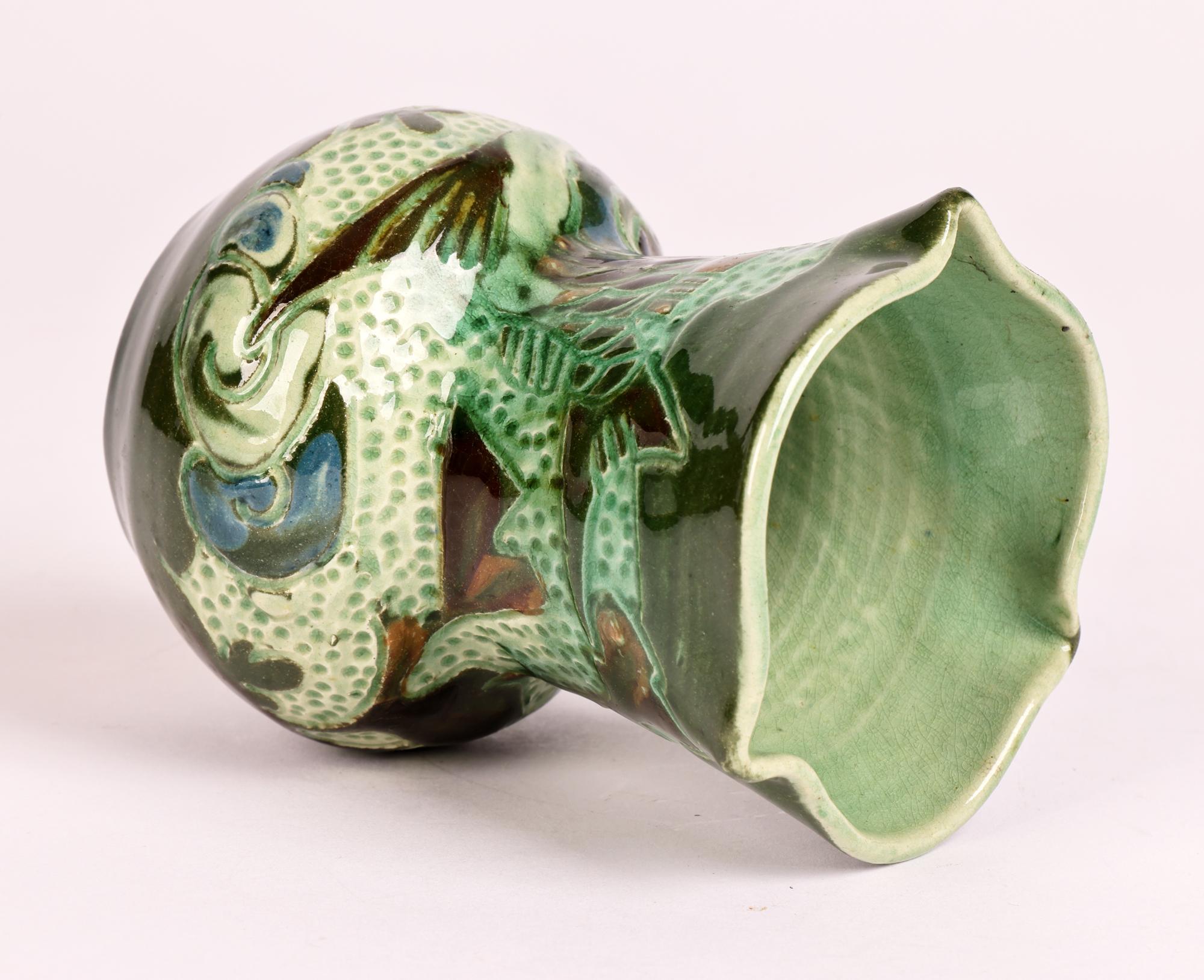 William Baron Art Pottery Sgraffito Glazed Fish Vase For Sale at ...