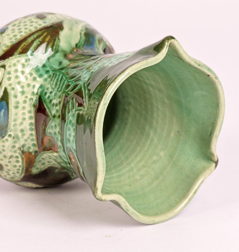 William Baron Art Pottery Sgraffito Glazed Fish Vase For Sale at 1stDibs