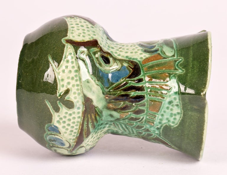William Baron Art Pottery Sgraffito Glazed Fish Vase For Sale at 1stDibs
