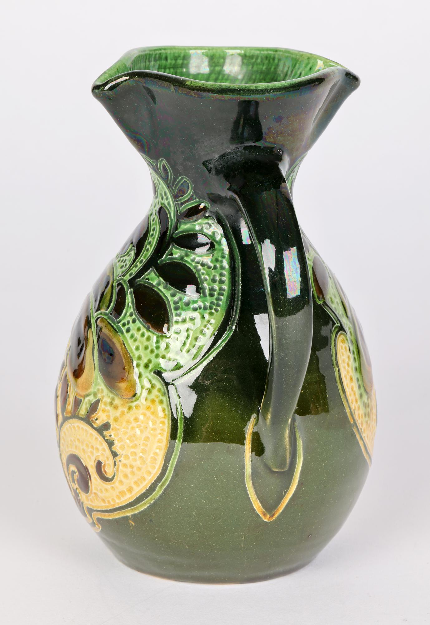 William Baron Sgraffito Art Pottery Twin Handled Double Spouted Jug For ...
