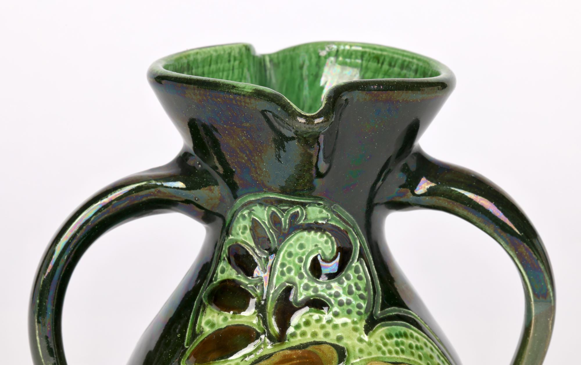 William Baron Sgraffito Art Pottery Twin Handled Double Spouted Jug For ...