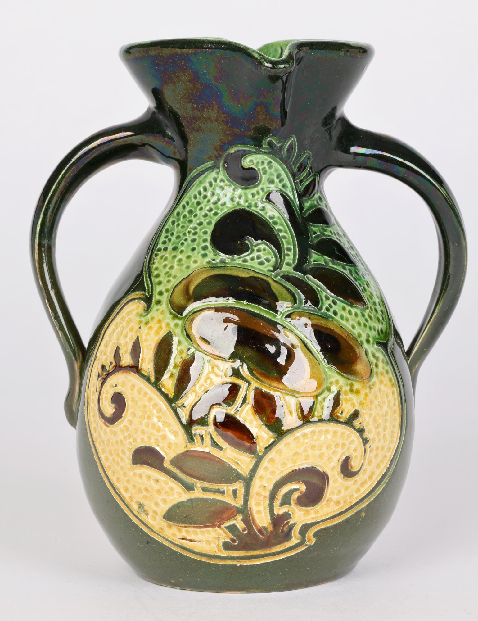 William Baron Sgraffito Art Pottery Twin Handled Double Spouted Jug For ...