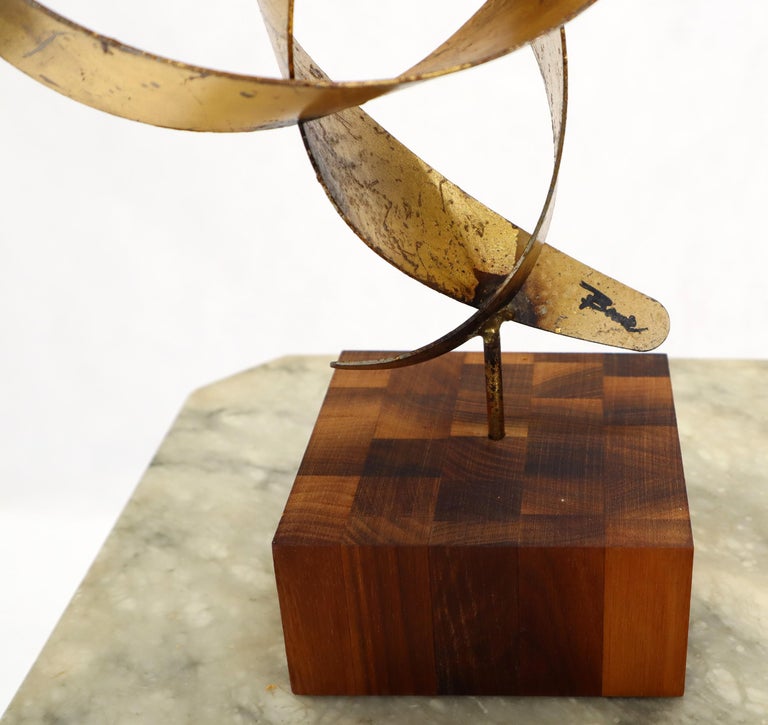 William Bowie Table Top Metal Gold Leaf Sculpture Solid Wood Block Base ...