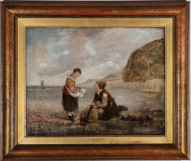 Attrib. William Collins RA (1788-1847) - Framed Oil, Collecting Cockles ...