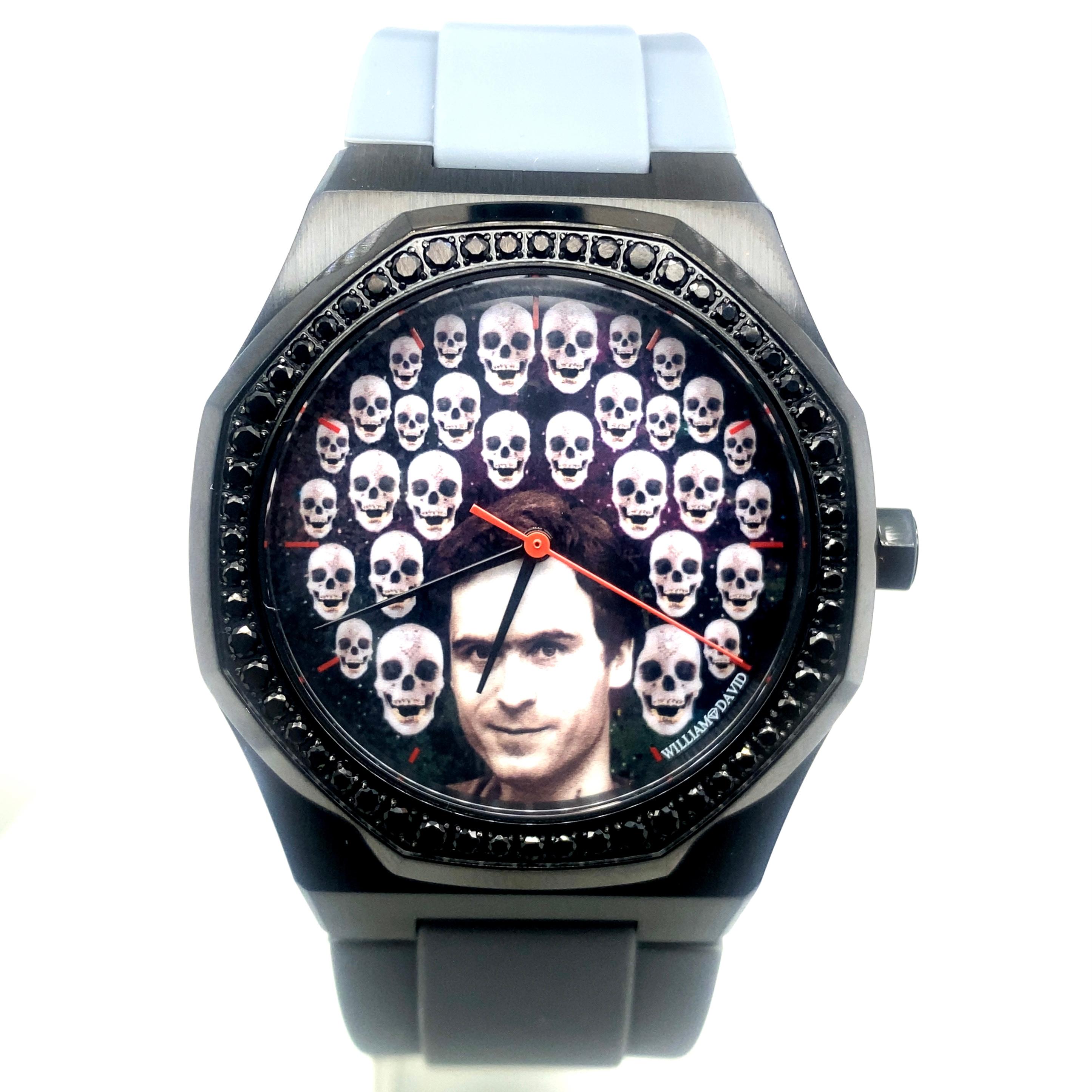 William David Serial Killer Ted Bundy Black Diamonds Black Steel Watch ...