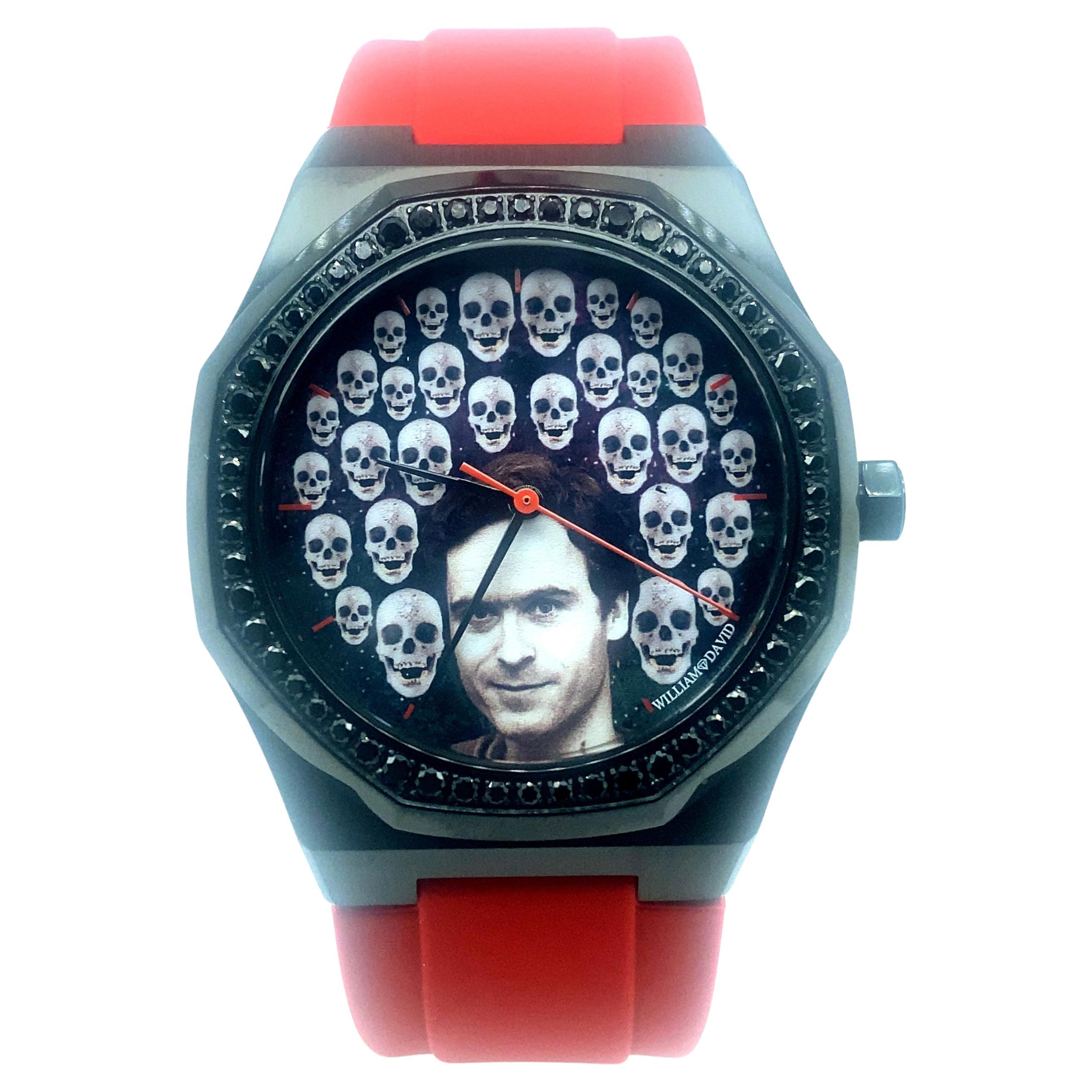 William David Serial Killer Ted Bundy Black Diamonds Black Steel Watch ...