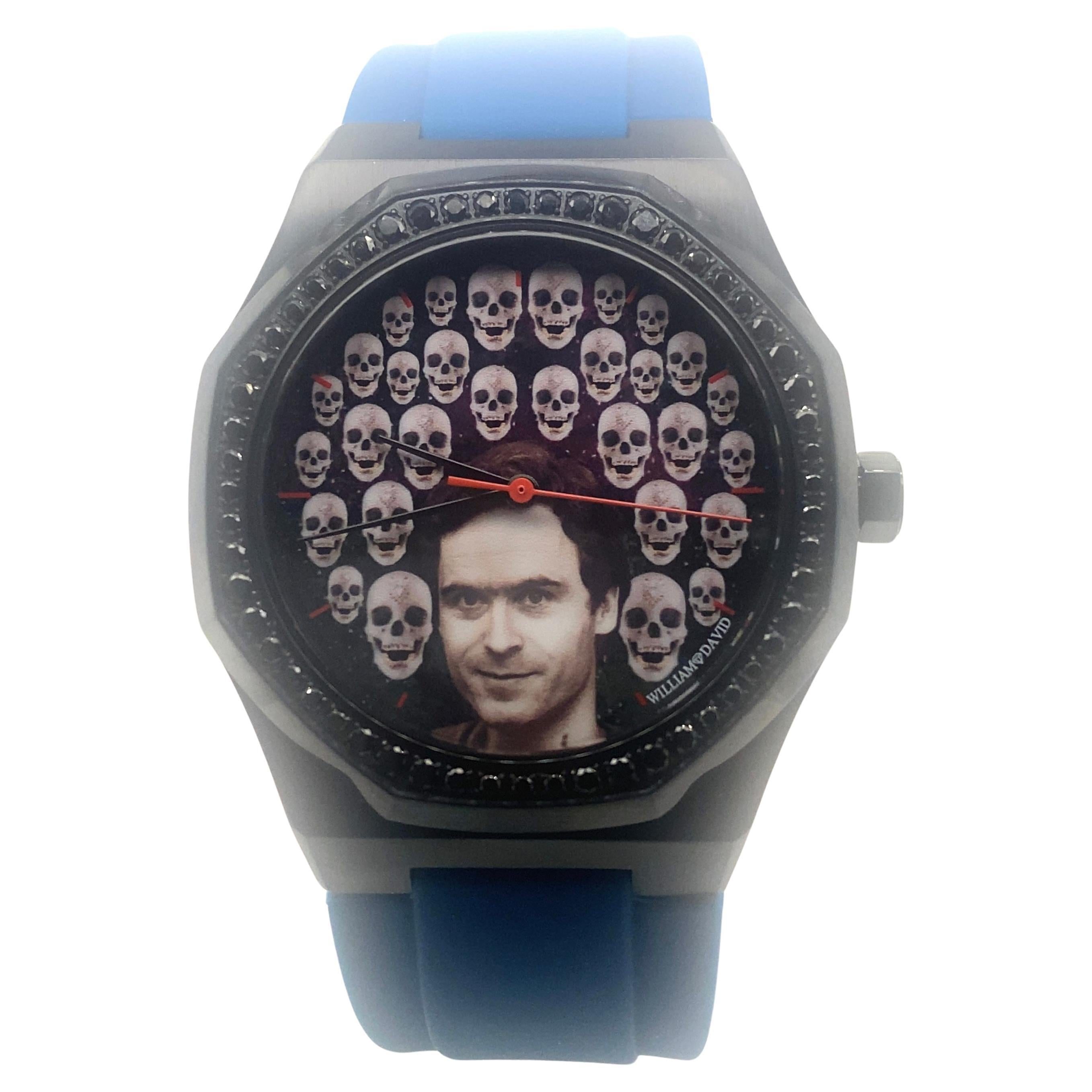 William David Serial Killer Ted Bundy Black Diamonds Black Steel Watch ...