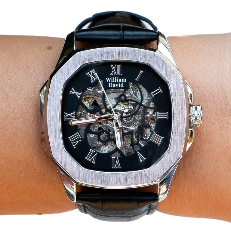 William David Watch Platinum Color Alloy and Stainless Steal 42mm For ...