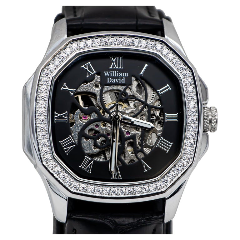 William David Watch Lab Diamonds Platinum Colour Alloy and Stainless ...