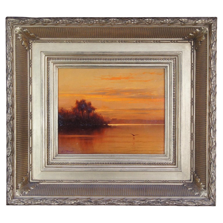 William Davis Indian River Sunset Florida Lagoon Oil Painting on Board ...