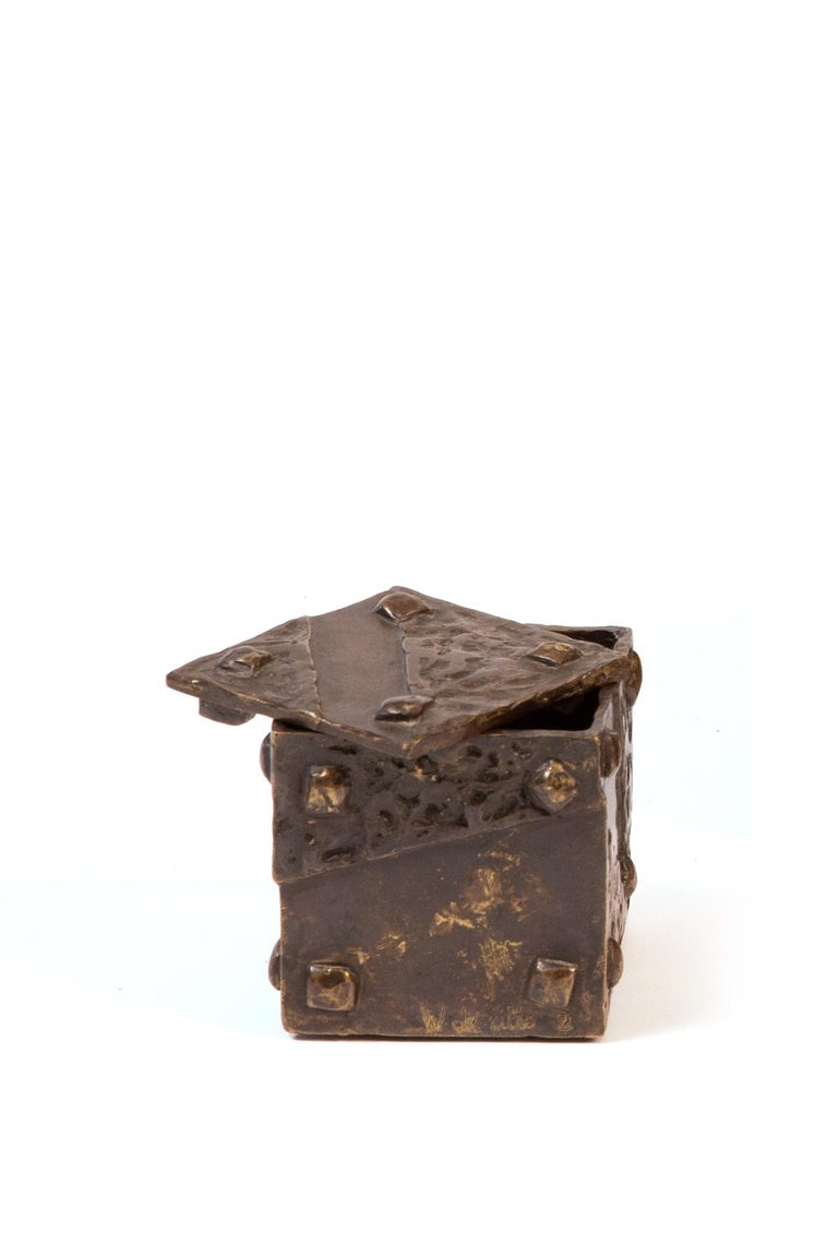 William De Lillo Brutalist Bronze Sculpture Boxes For Sale at 1stDibs