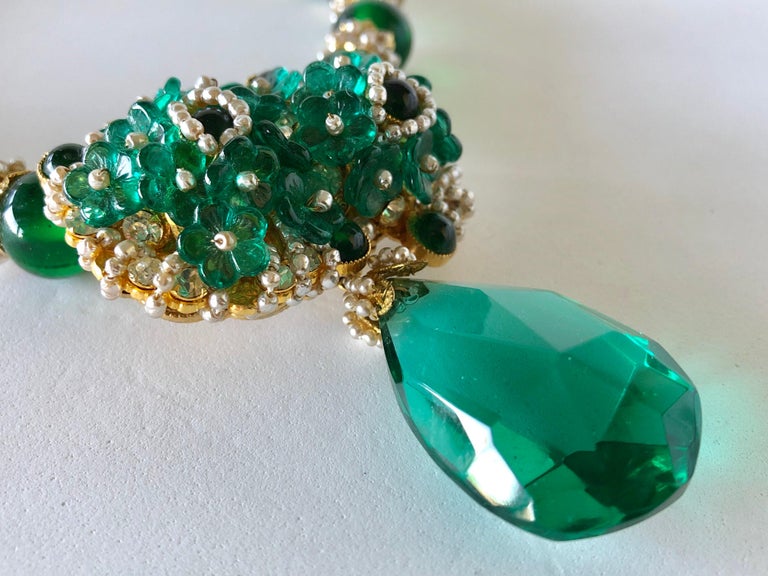 Desiger Faux Emerald Diamanté Statement Necklace (Prototype) by WIlliam ...