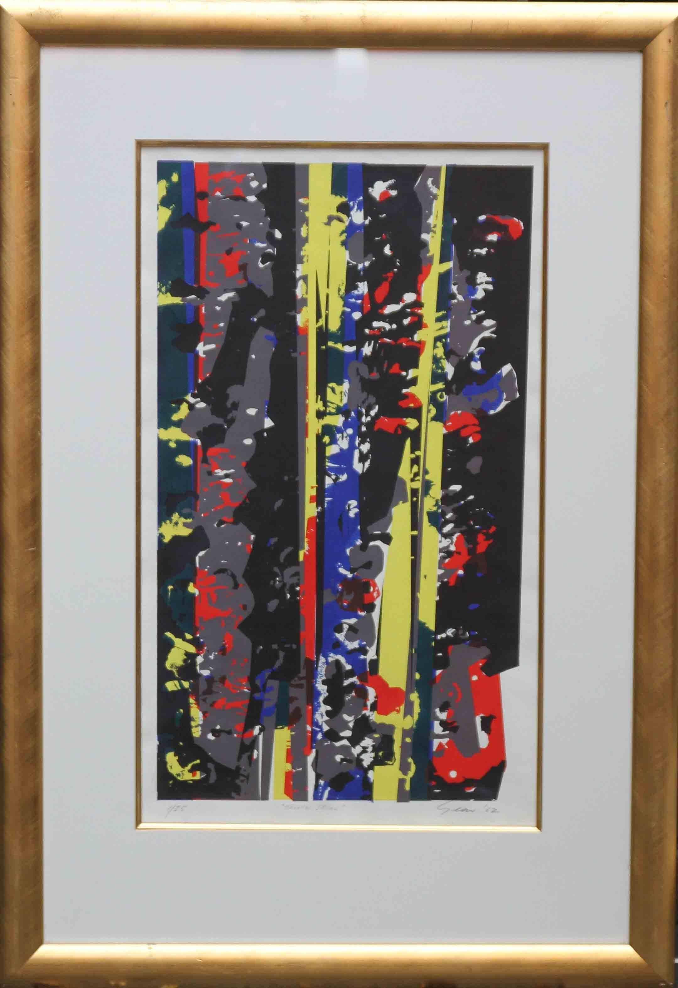 William Gear - Yellow Spike - British 60's Abstract art blue red grey ...