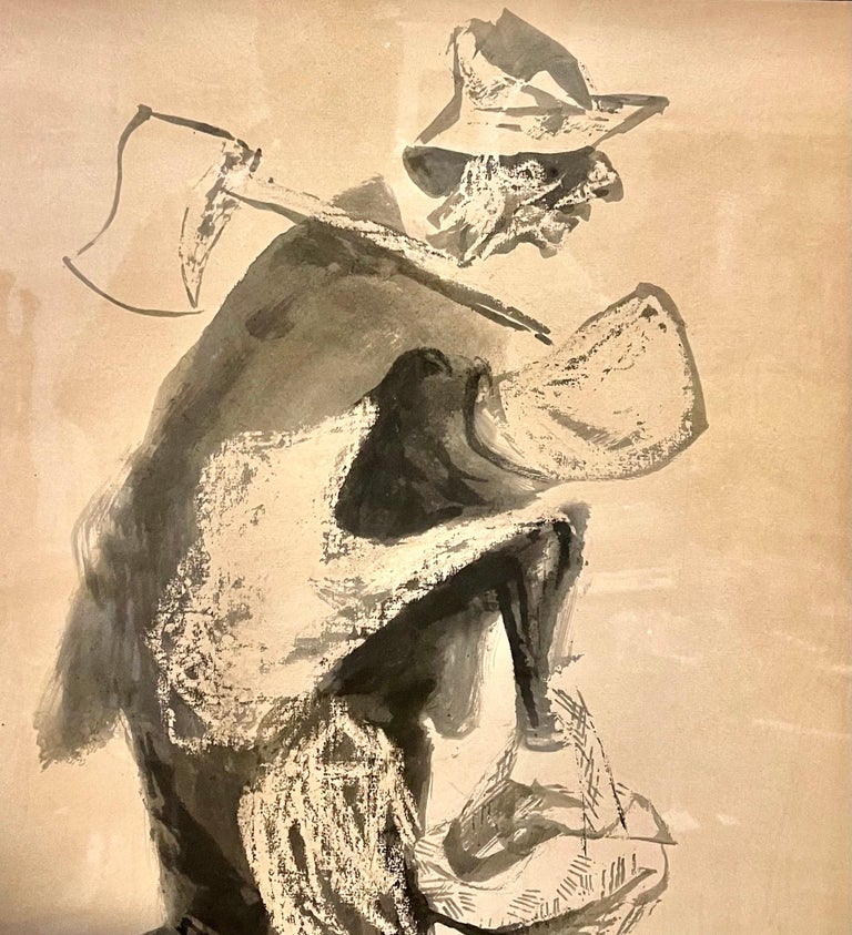 William Gropper - Americana Farmer and Wife, Gouache Painting WPA Art ...