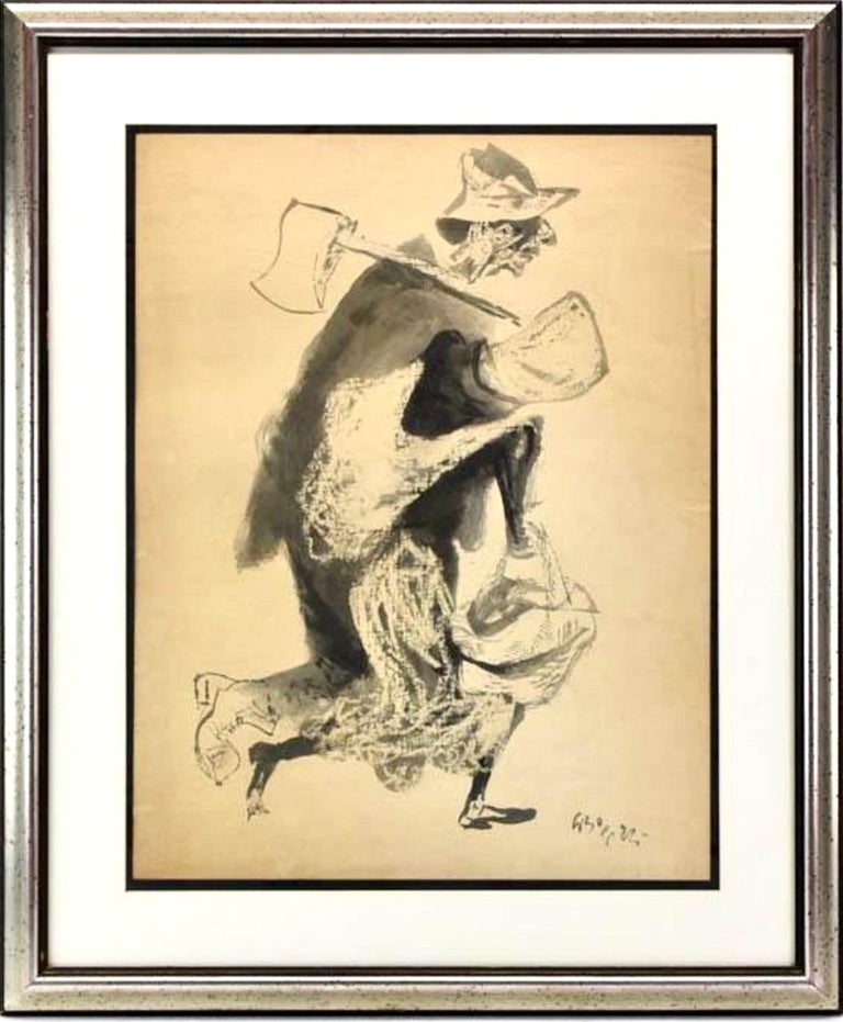 William Gropper - Americana Farmer and Wife, Gouache Painting WPA Art ...